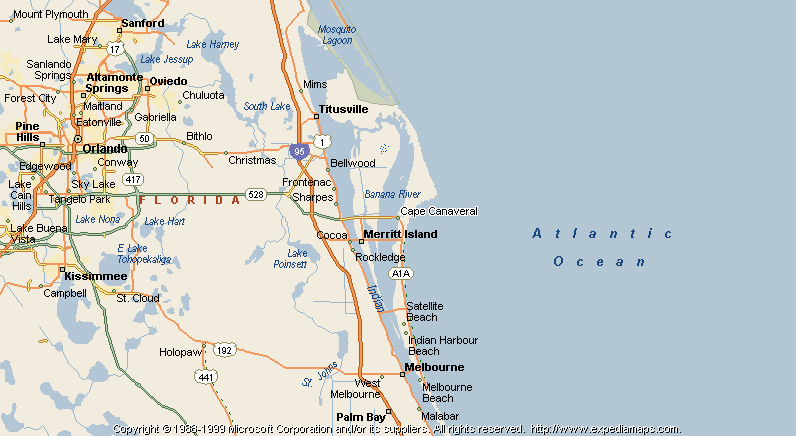 Map of Cape Canaveral Map of Cape Canaveral